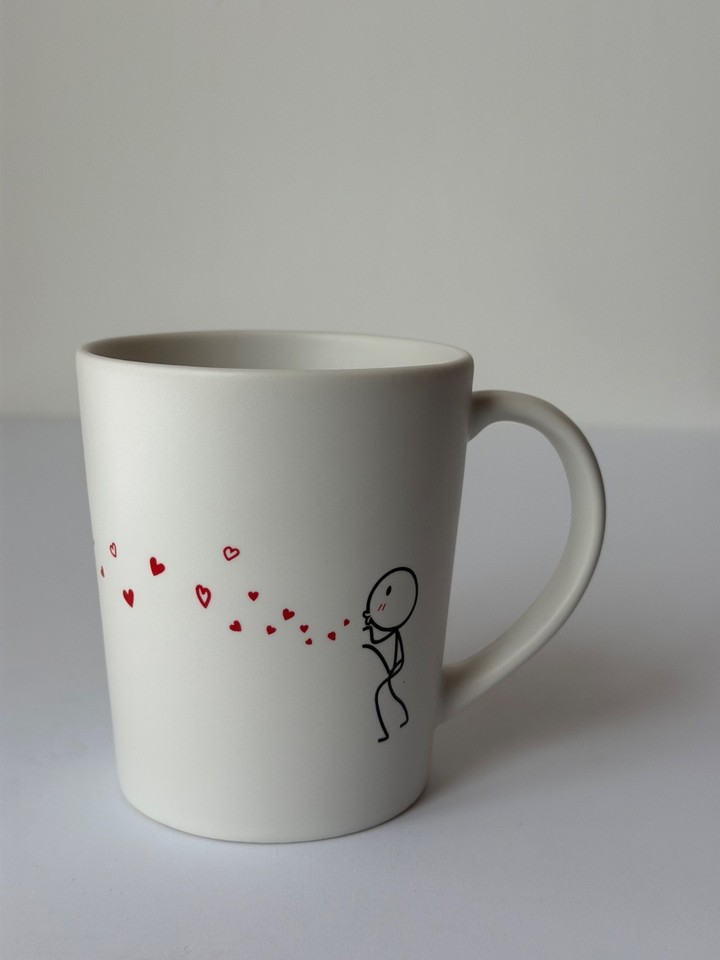 Human Touch “Treat It With Love” Mug Set of 2 Couple Hearts Stick ...