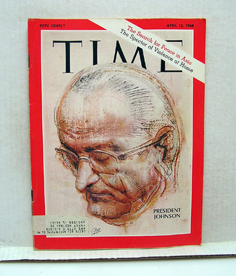 April 12, 1968- TIME Magazine- President Johnson VG | eBay