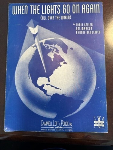 Sheet Music When The Lights Go On Again Eddie Seiler Sol Marcus 1942 VG ...