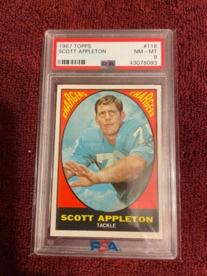 1967 TOPPS FOOTBALL CARD# 118 SCOTT APPLETON SAN DIEGO CHARGERS PSA 8 ...