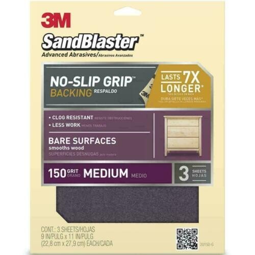3M SANDBLASTER SANDPAPER BARE SURFACE MEDIUM SHEETS P150 230x280 ...