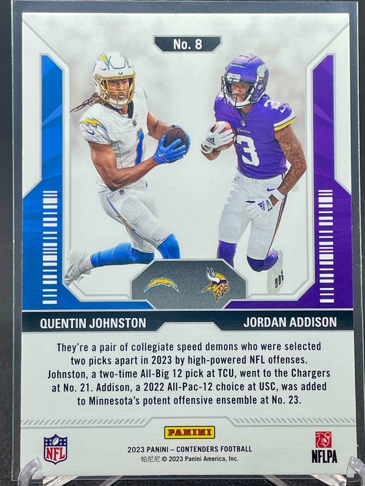 2023 NFL Contenders Jordan Addison Quentin Johnston Round Numbers #8 ...