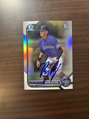 Ryan Ritter 2022 Bowman Chrome Draft AUTO IP REFRACTOR SIGNED ROCKIES ...