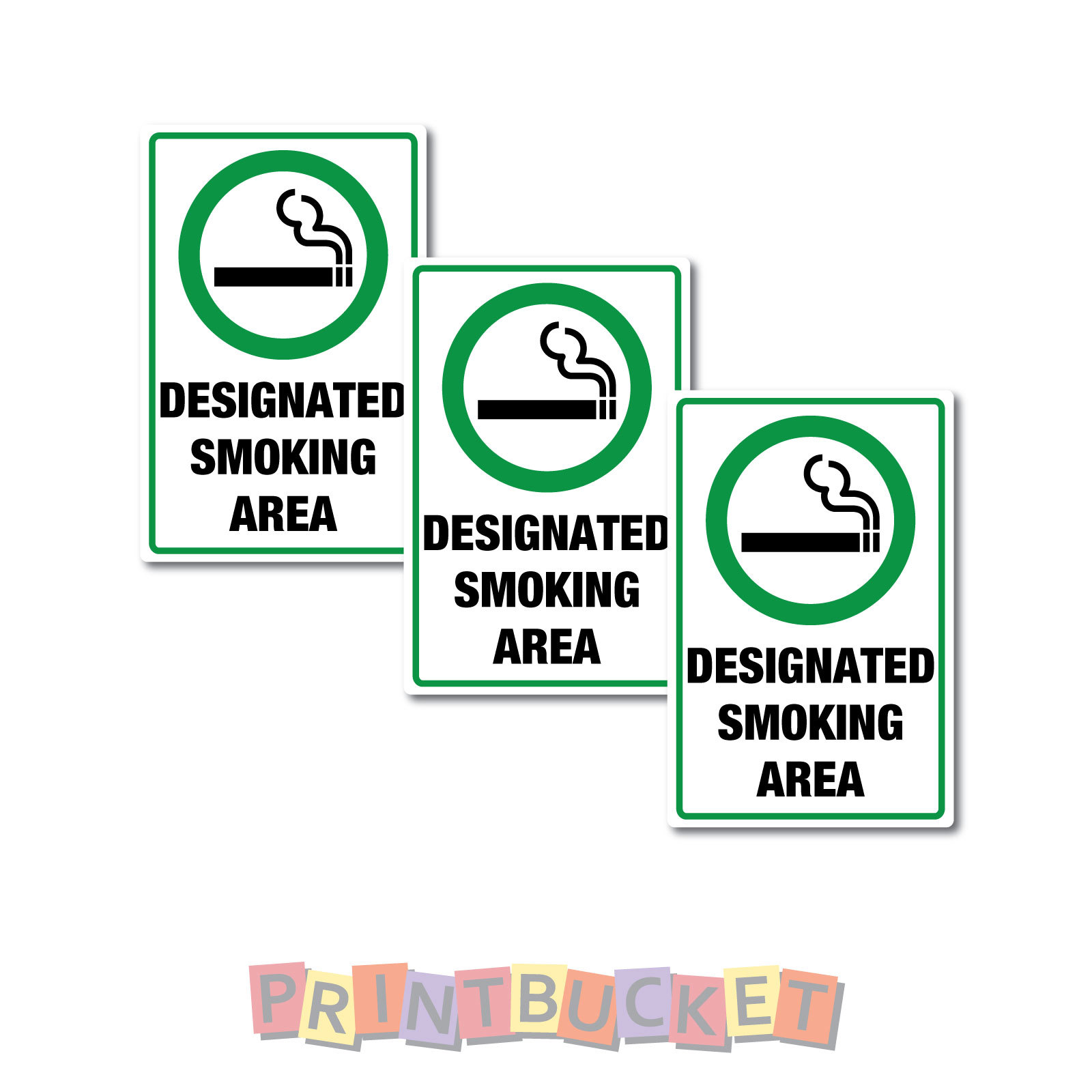 Designated Smoking Area Stickers 65mm x 100mm 3 Pack fade/waterproof ...