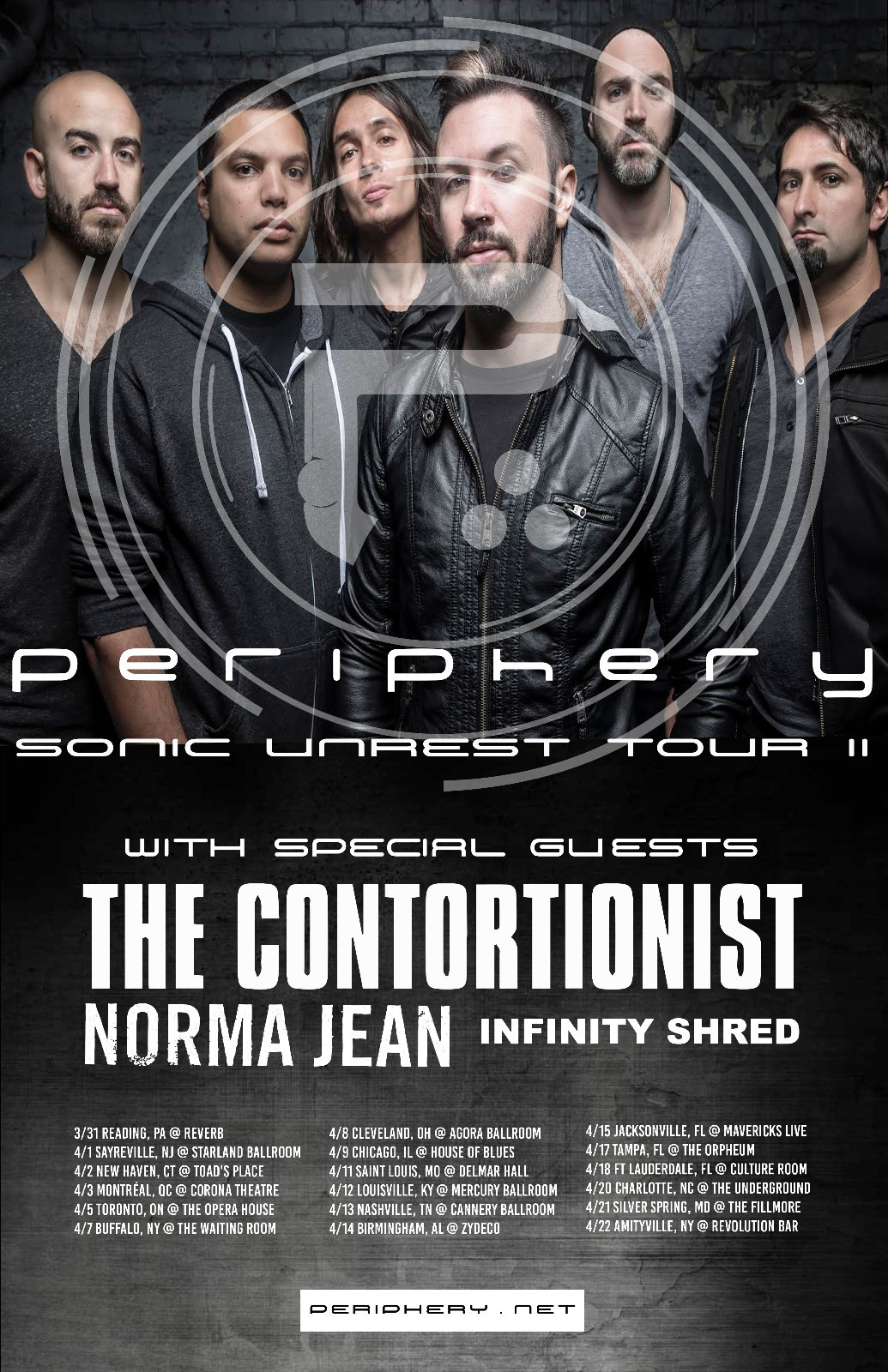 PERIPHERY "SONIC UNREST TOUR" 2017 NORTH AMERICAN CONCERT POSTER - Prog ...