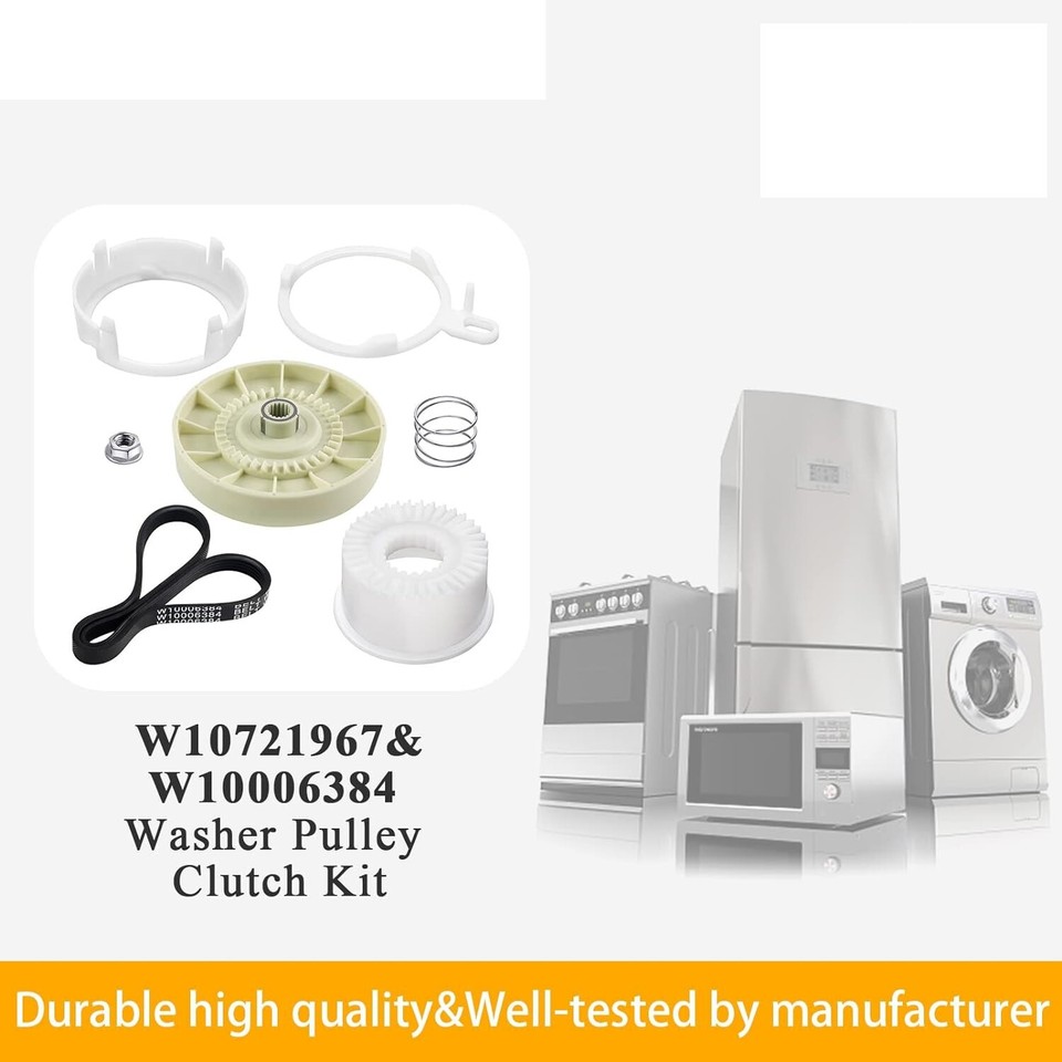 W10721967 Washer Pulley Clutch Kit & W10006384 Washing Drive Belt for ...