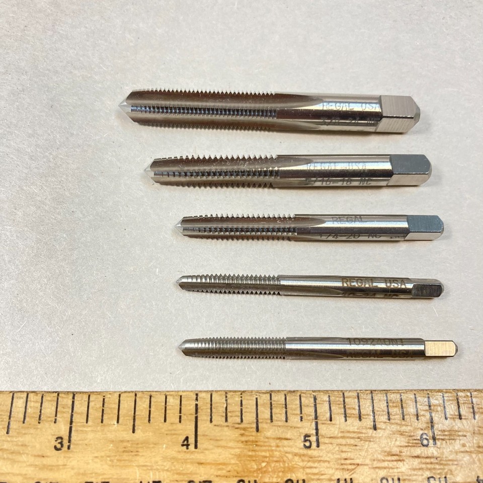 Regal Taps 5 Pc Special Purpose 3 & 4 Flute Pointed Tip Large to Small ...