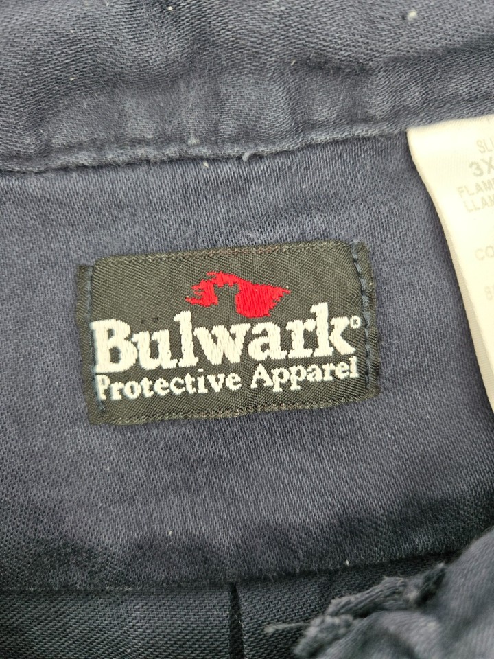 Bulwark Shirt Mens 3XL Long Blue FR CAT2 2112 Button Up Fire Resistant ...