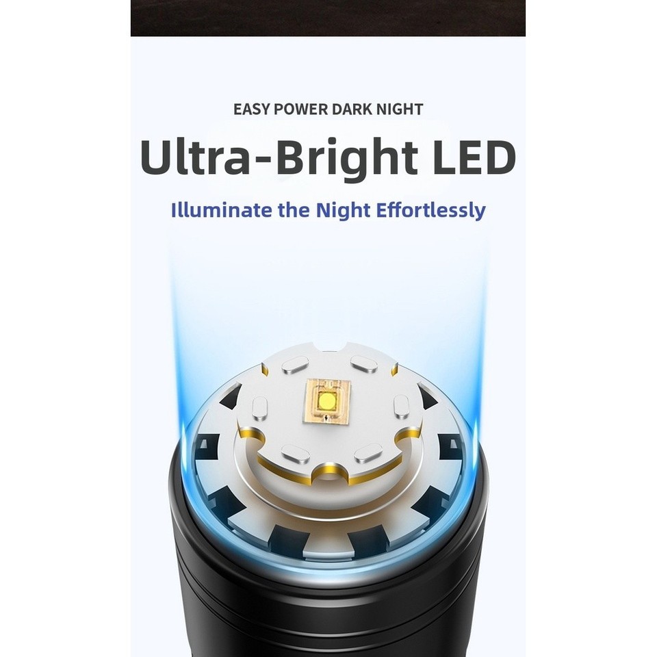 LED Flashlight Hiking Trips Mechanical Zoom Side Light Modes Strobe ...