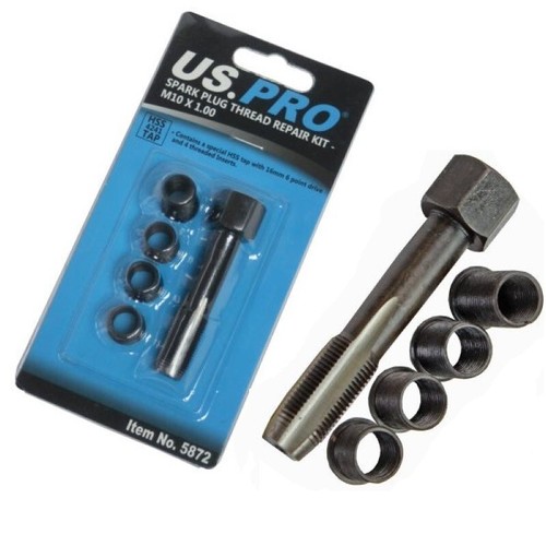 M10 x 1.0mm SPARK PLUG THREAD REPAIR KIT HSS Tap Reamer & 4 Rethread ...