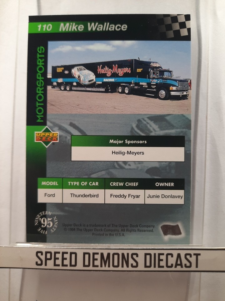 1994 Upper Deck Nascar Mike Wallace Trading Card #110 | eBay