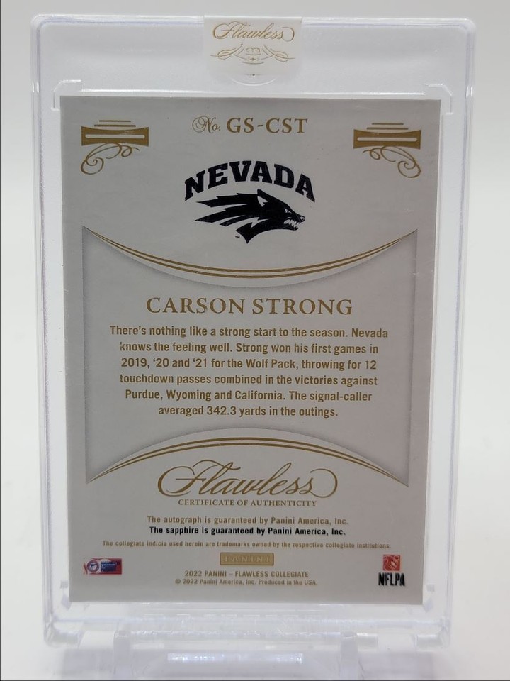 CARSON STRONG 2022 FLAWLESS SAPHIRE DIAMOND GEM AUTOGRAPH AUTO /15 ...
