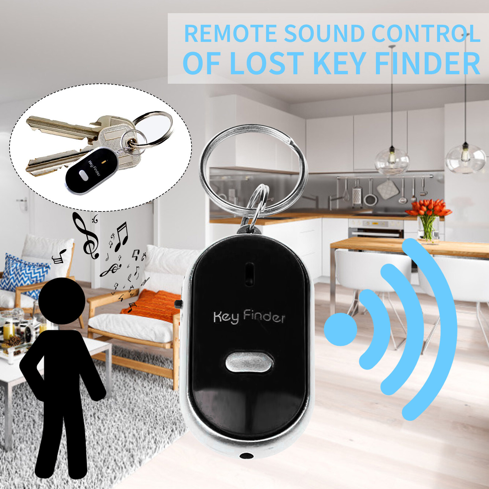 Key Finder LED Light Remote Sound Control Key Finder Locator (Black) | eBay