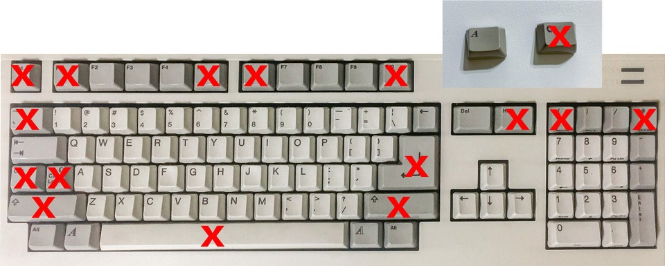 COMMODORE AMIGA 500, A500 Plus, A2000, A3000 MECHANICAL KEYBOARD KEY ...
