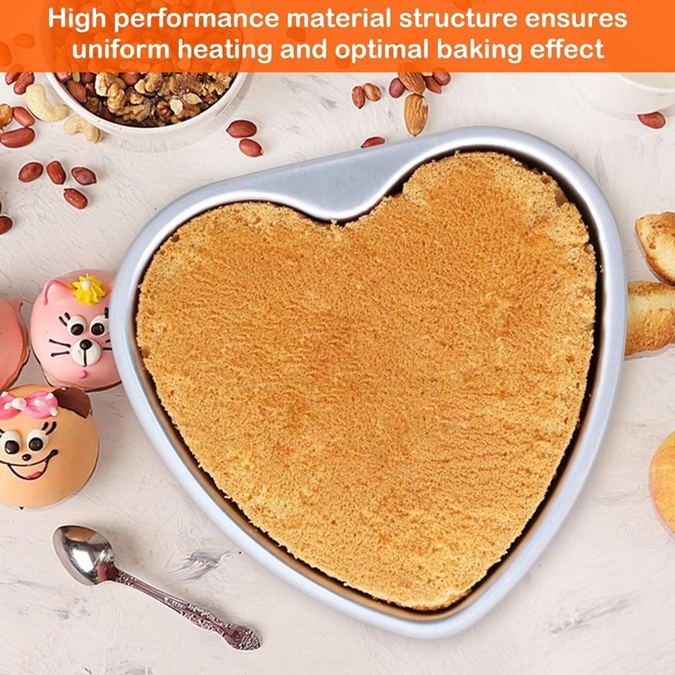 8 Inch Heart Shaped Cake Pan, Aluminium Heart Cake Tin,Non-Stick ...