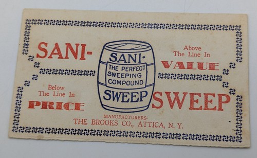 Attica NY Sani-Sweep Sweeping Compound Advertising Card The Brooks Co ...