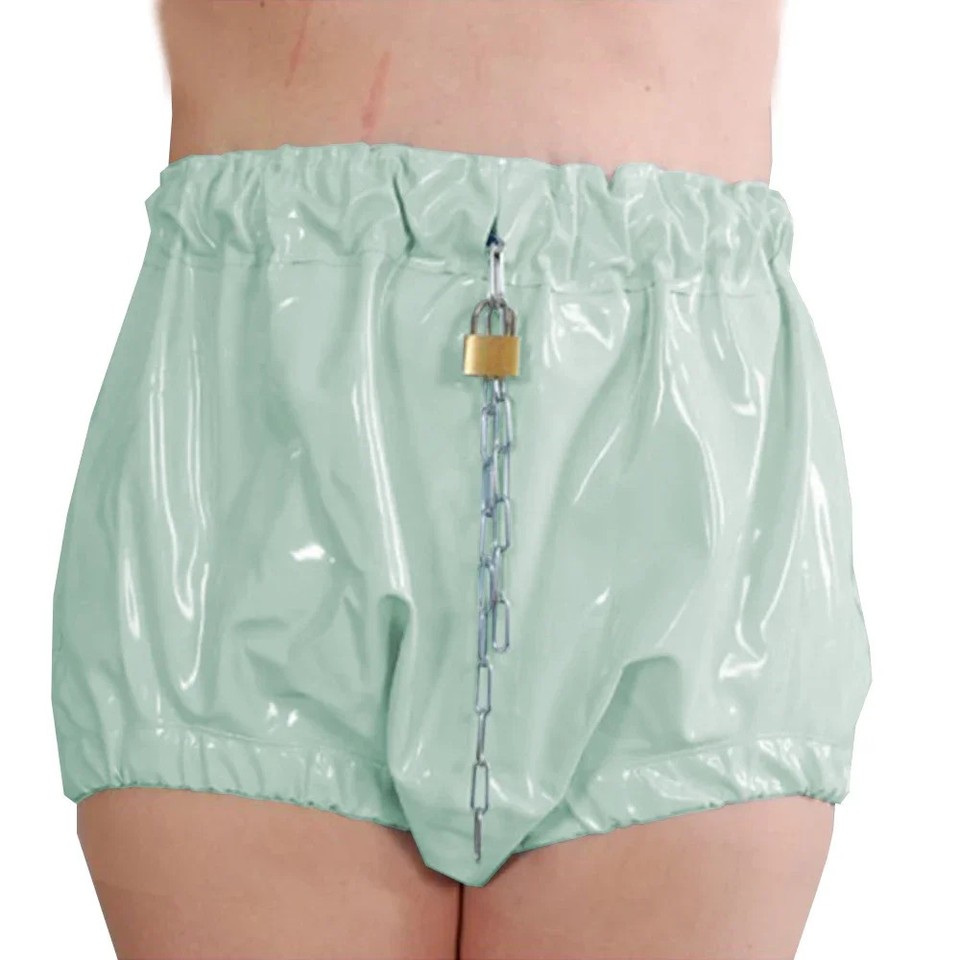 Shiny PVC Leather Locking Shorts for Adult High Waist Underwear ...