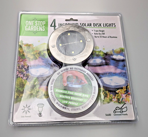 In Ground Solar Disk Lights : Pack of 4 : LED : Auto On & Off : No ...