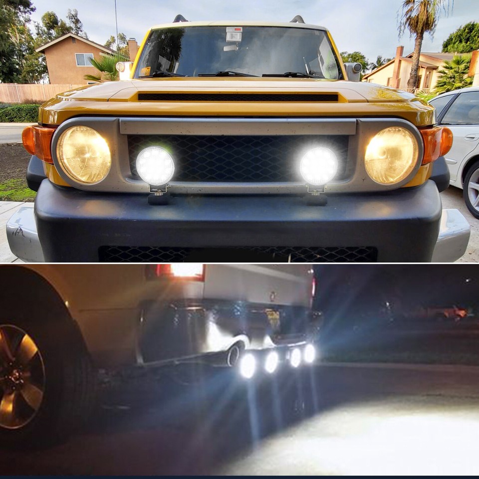 4.4inch Round 72W Led Work Light Pods Offroad Flood Lights Fog ATV UTV ...