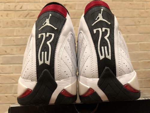 2006 Nike Air Jordan XIV 14 Retro WHITE BLACK TOE RED SILVER 311832-162 ...