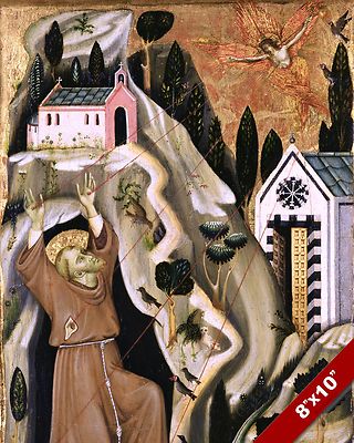 ST FRANCIS OF ASSISI & STIGMATA PAINTING CATHOLIC CHURCH ART REAL ...