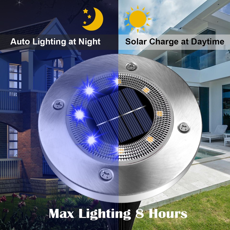 LED Solar RGB Ground Lights Floor Decking Patio Outdoor Garden Lawn ...
