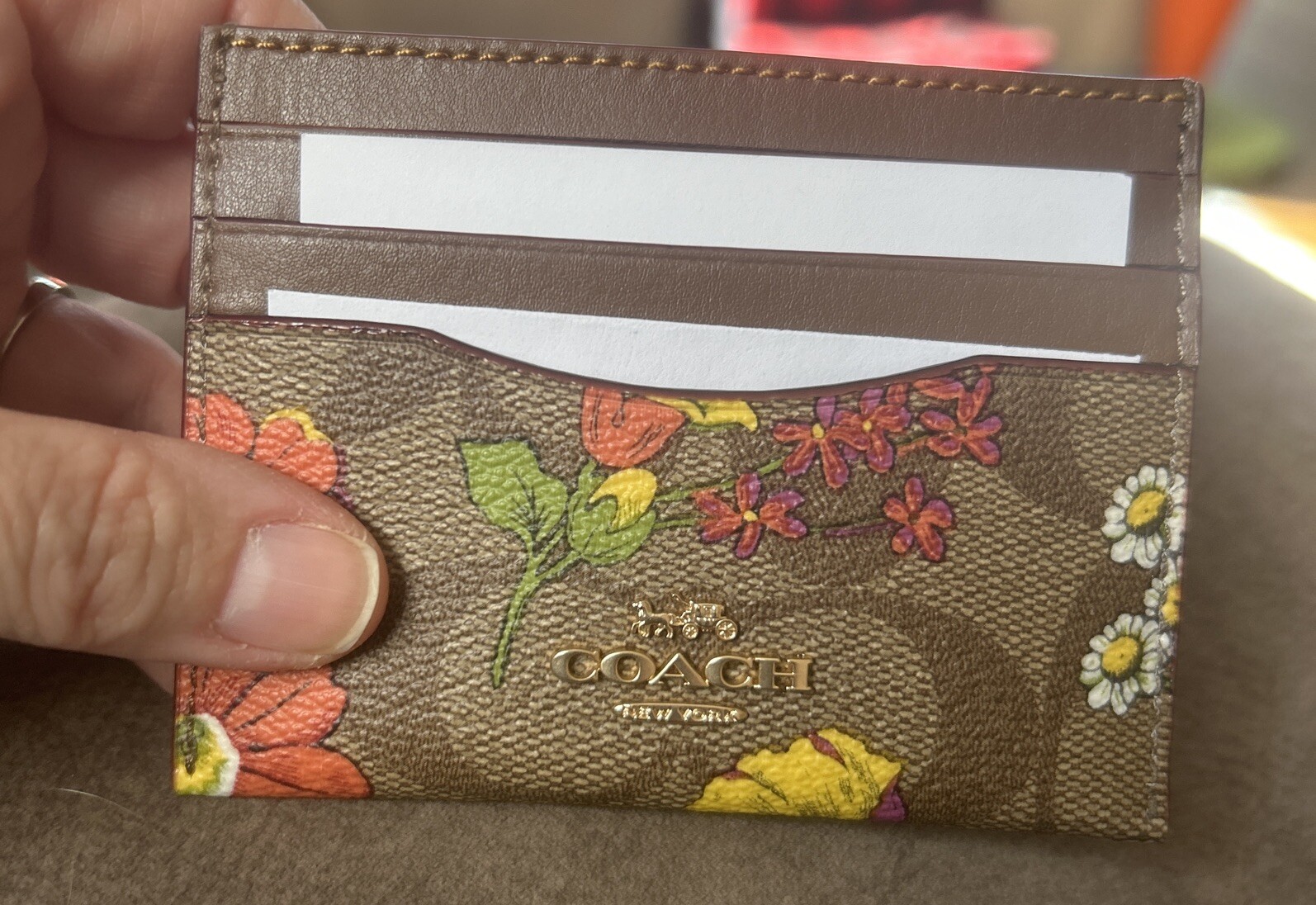 Coach Slim Id Card Case In Signature Canvas With FLOR… - Gem