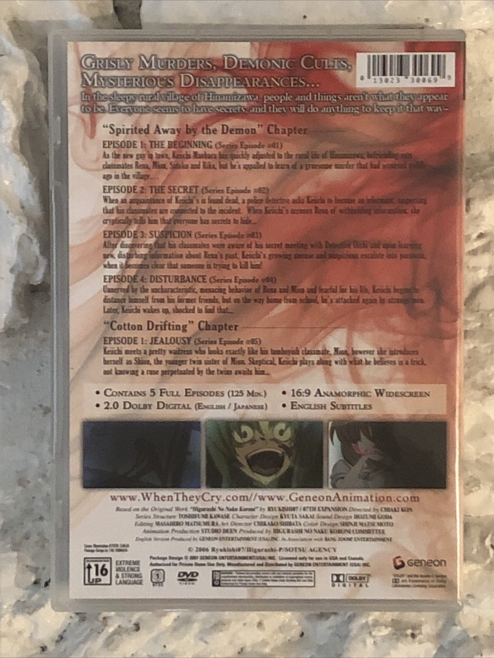 When They Cry: Higurashi no Naku Koroni - Vol. 1 (DVD, 2007) Complete ...