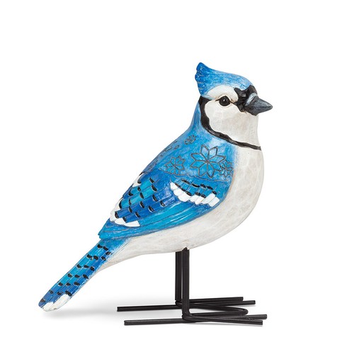 Blue Jay Bird Statue Realistic Life Like 7" High Freestanding Resin ...