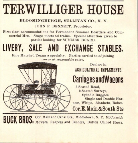1900 TERWILLIGER HOUSE Livery Sale And Exchange Stable Carriages ...