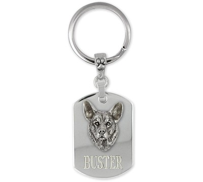 Cattle Dog Key Ring Sterling Silver And Stainless Steel Handmade ...