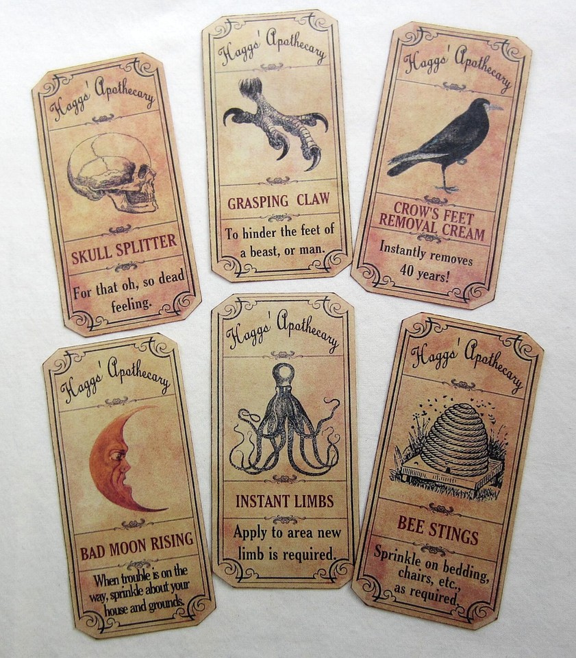 SET /15 Vintage Look APOTHECARY Potion Ingredient LABELS Halloween ...