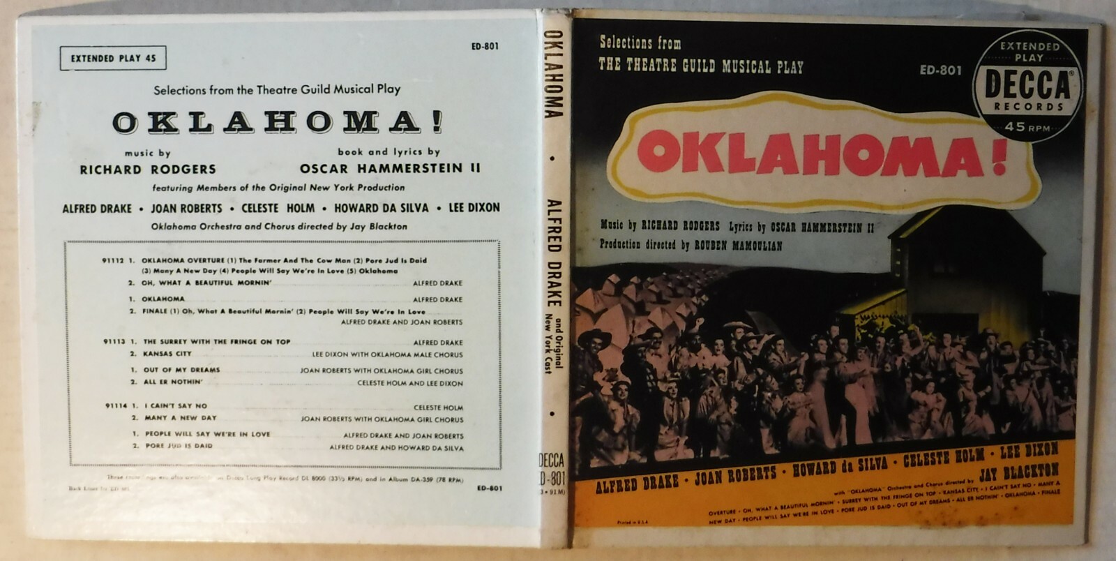 OKLAHOMA – ORIGINAL CAST – 45 RPM 3 DISC, THREE POCKET ALBUM – DECCA ED ...