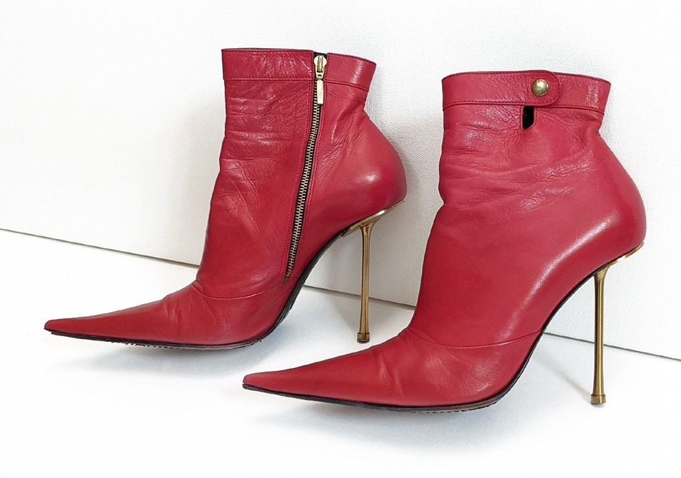 Adriano DIAGI Steel Stiletto High Heels Red Leather Sole Pointy toe ...