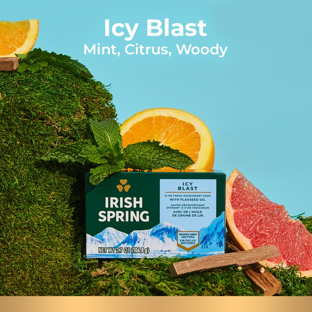 Irish Spring Icy Blast Bar Soap for Men, Mens Bar Soap, 12 Pack, 3.7 Oz ...