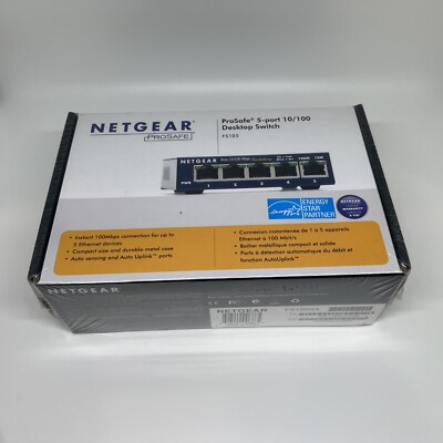 New Netgear ProSafe 5-Port 10/100 Mbps Fast Ethernet Switch FS105 ...