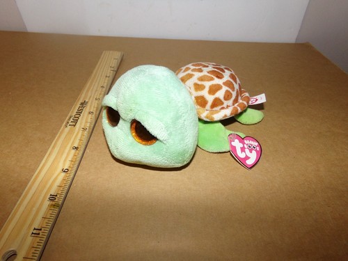 NWT 2017 Ty Beanie Boos 6” ZIPPY the Green Turtle Orange Glitter Eyes ...