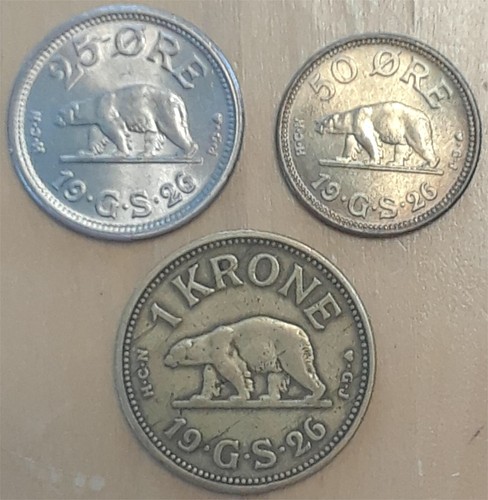 1926 Greenland 25, 50 Ore & 1 Krone Coins | eBay