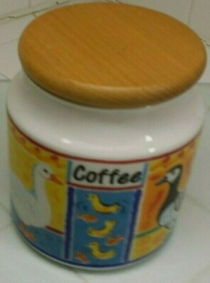 FARMYARD by Jane Brookshaw DUNOON Stoneware COFFEE Storage Jar with Lid ...
