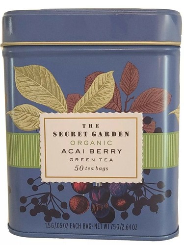 The Secret Garden USDA Organic Acai Berry Green Tea,50 Bags,Tin EXP 03/ ...