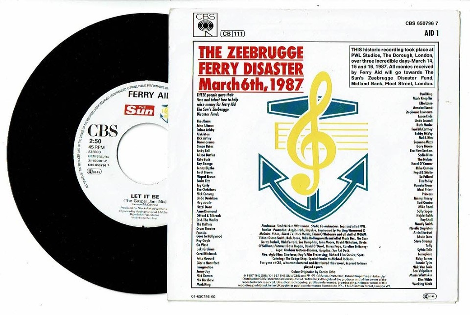 Ferry Aid Sun Vinyl 45 RPM 7 " Let It Be Mccartney George Knopfler ...