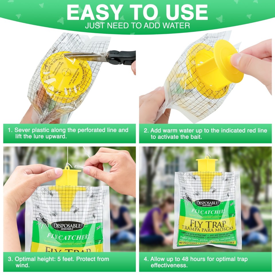 Outdoor Disposable Fly Trap / Fly Catcher - Hanging Style (4 Pack) | eBay