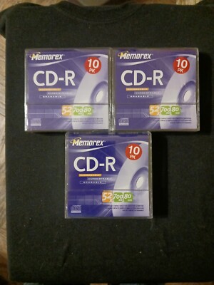 Lot of 3 Memorex 10PK CD-R 52X 700MB 80min 10 pack CD-R Discs Brand NEW ...