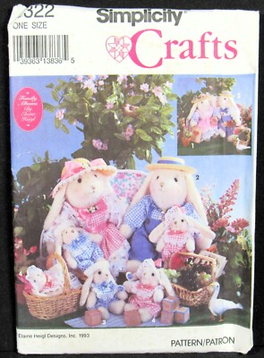 Bunny Rabbit Soft Sculpture Doll Family Clothes Pattern Simplicity 8322 ...