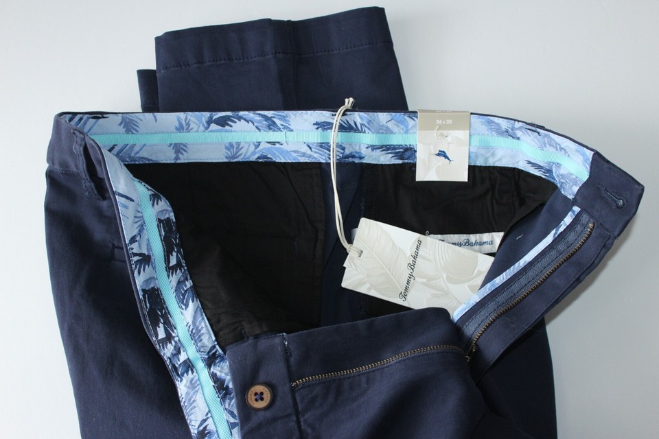 Tommy Bahama Pants Boracay Solid Flat Maritime Blue BT120338 New 44x32 ...