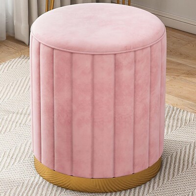 Pink Ottoman/Stool, Modern, Contemporary Velvet Upholstered Ottoman ...