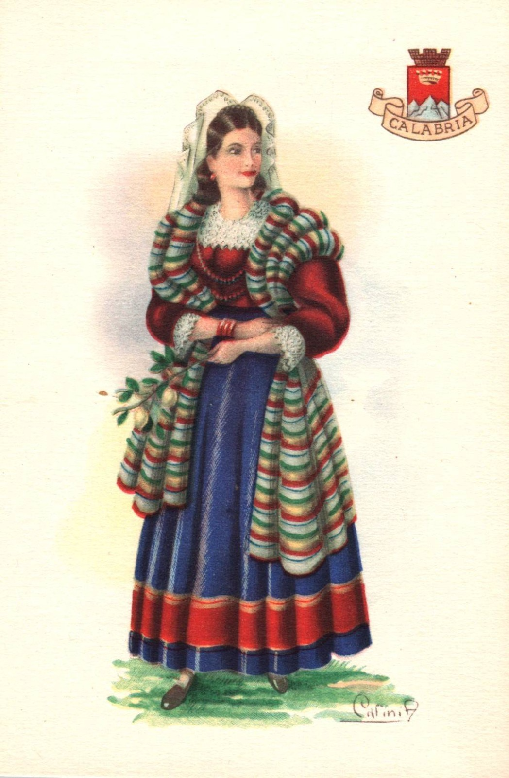 Traditional Native Clothing of Calabria by Artist Carini Vintage ...