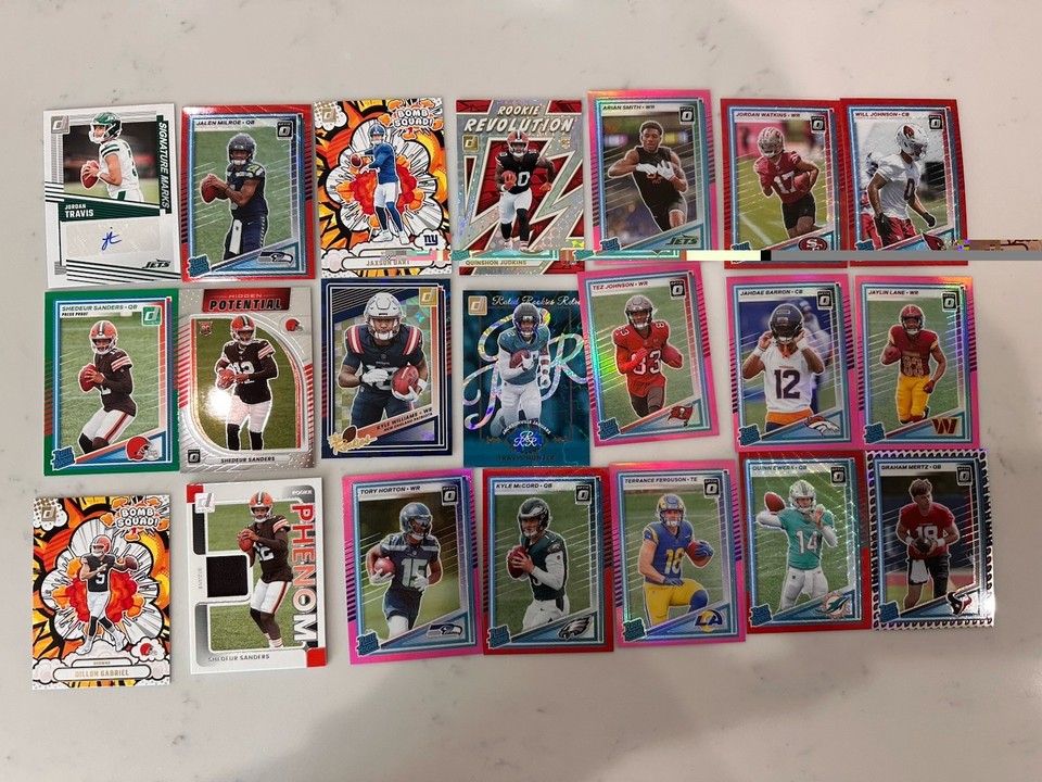 2025 OPTIC PREVIEW RC PARALLEL LOT OF 77 - PINK - RED WAVE - BLUE SCOPE ...