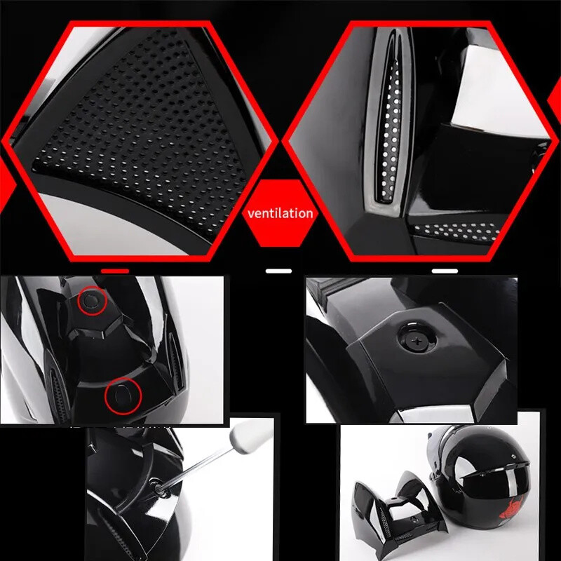 Black Removable Cat Ear Full Face Motorbike Helmet With Free Gift of ...