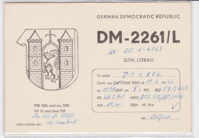 26027 QSL Karte Amateur Funker DDR Löbau mit Stadtwappen 1966 | eBay